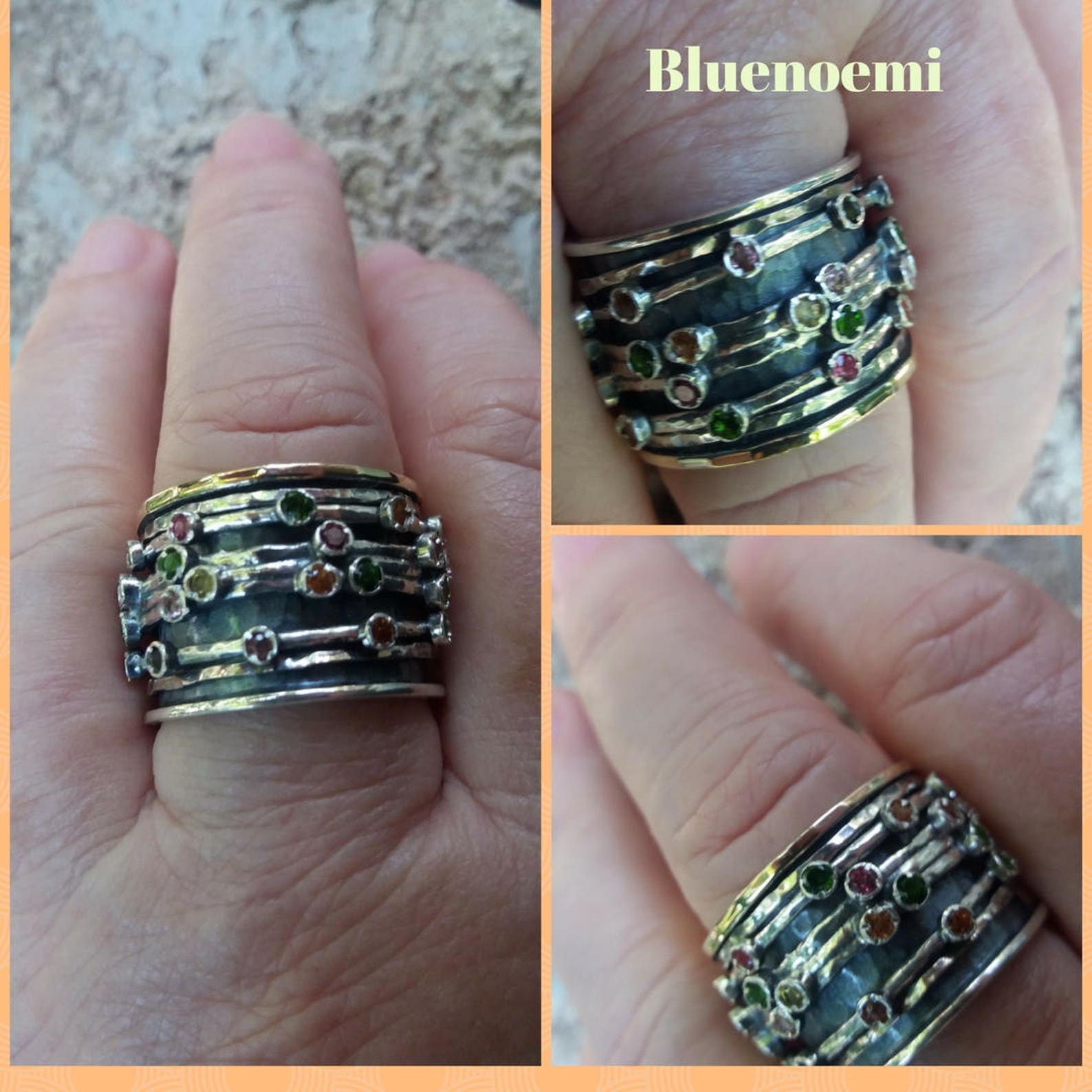 Fidget Ring for Woman Spinner Rings Anelli Tourmalina | Meditation Ring ...