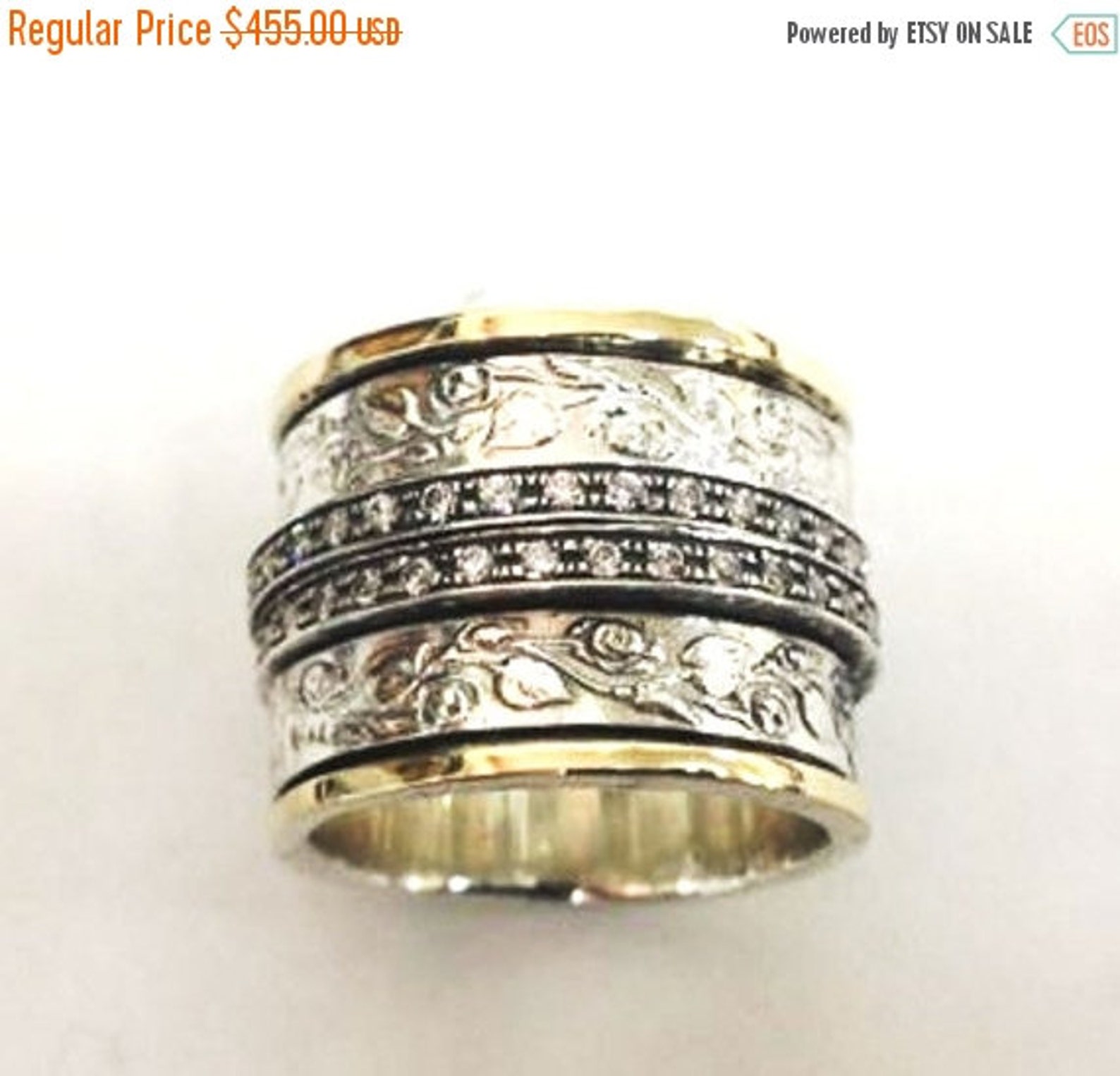 Spinner Filigree Floral Silver 9 Carat Gold Ring Bands - Etsy