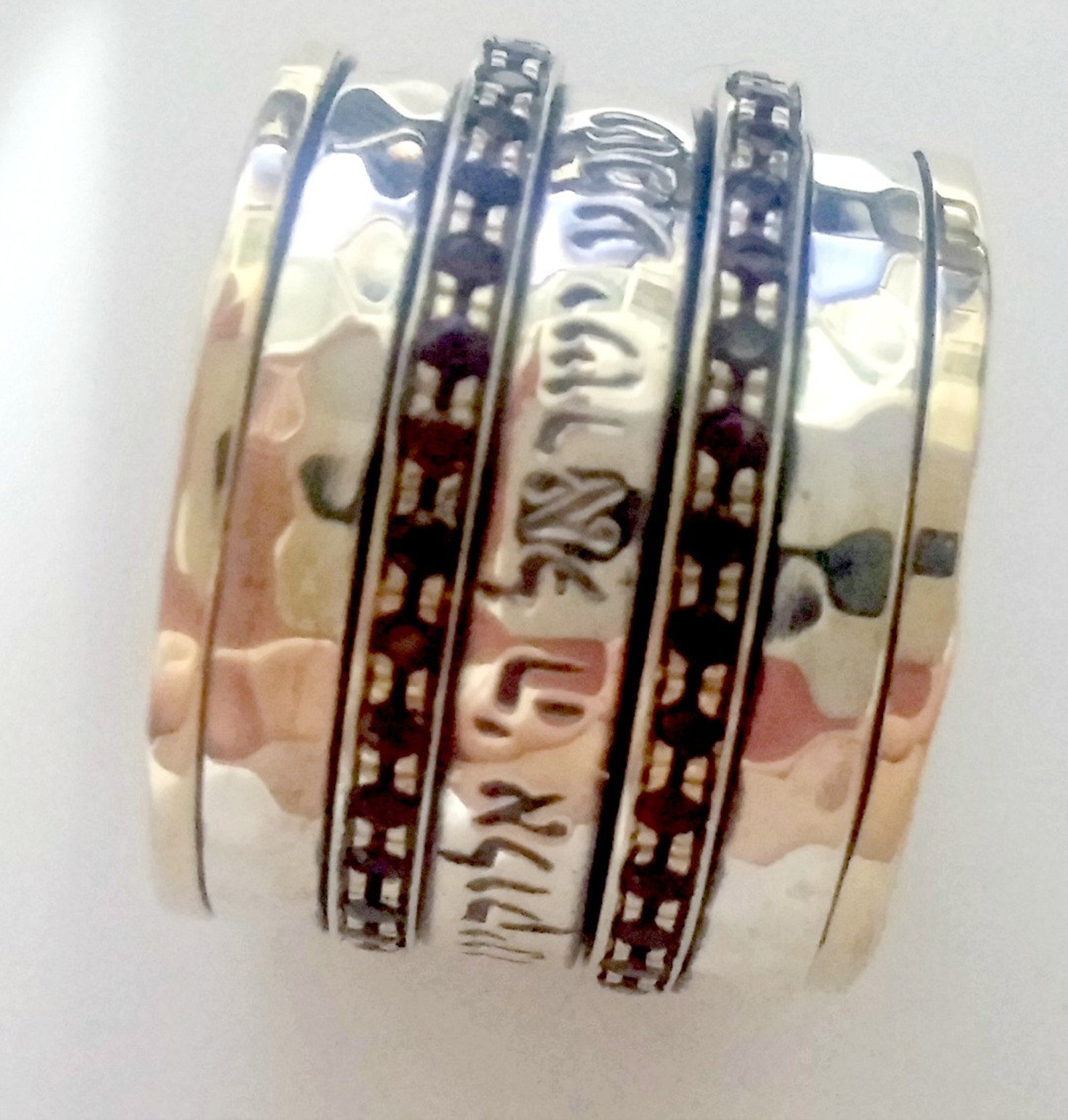 Garnets Spinner Ring Hebrew Verse Ring Religious Prayer Ring | Etsy