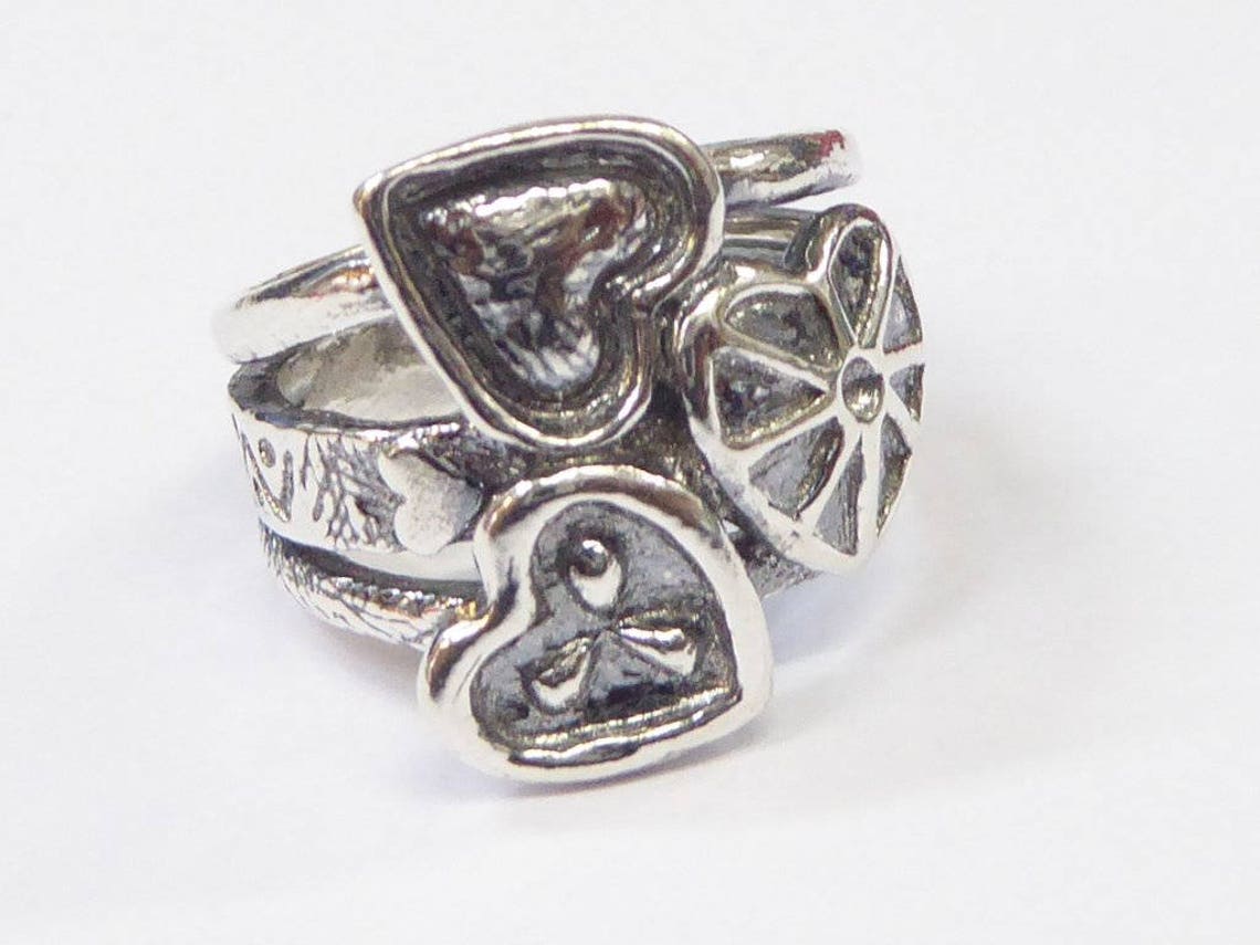 Hearts Silver Ring for Woman Hippie Ring for Women Love - Etsy