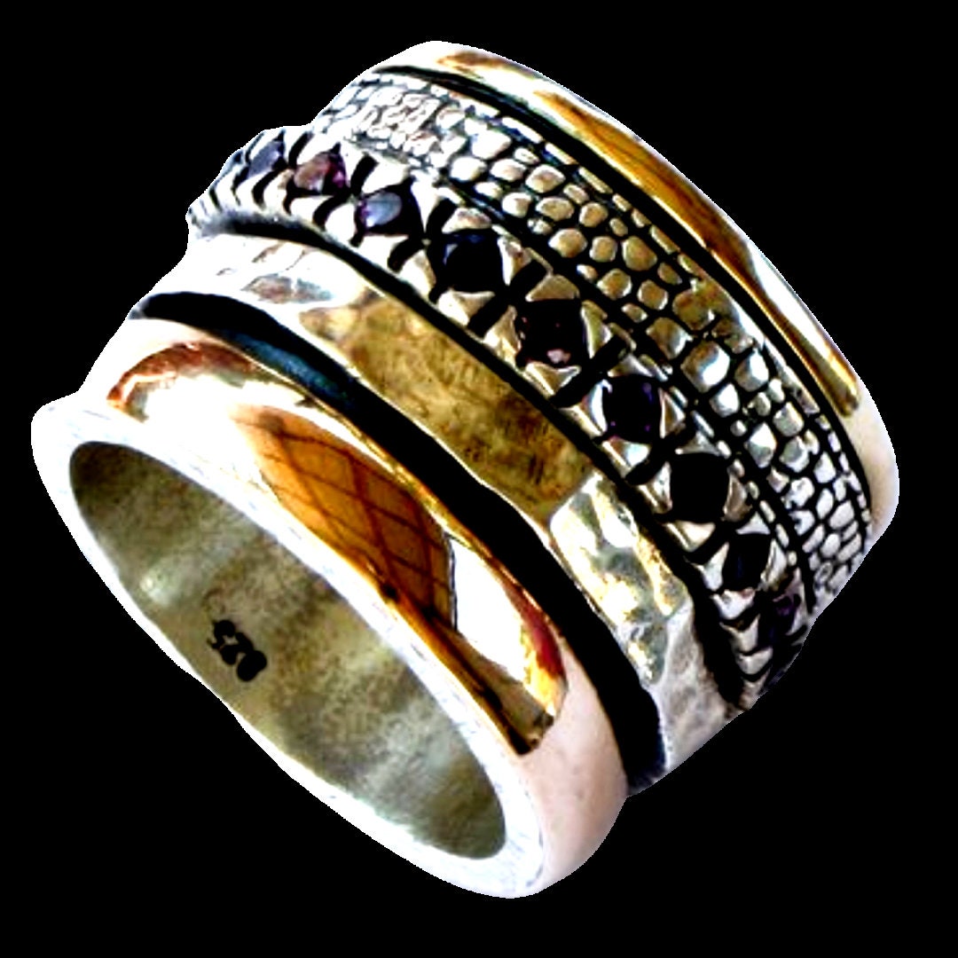 Spinner Ring, Garnets Ring , Spinner Ring Silver Gold for Woman ...