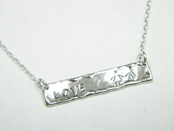 Silver necklace for woman engraved necklace love | Etsy