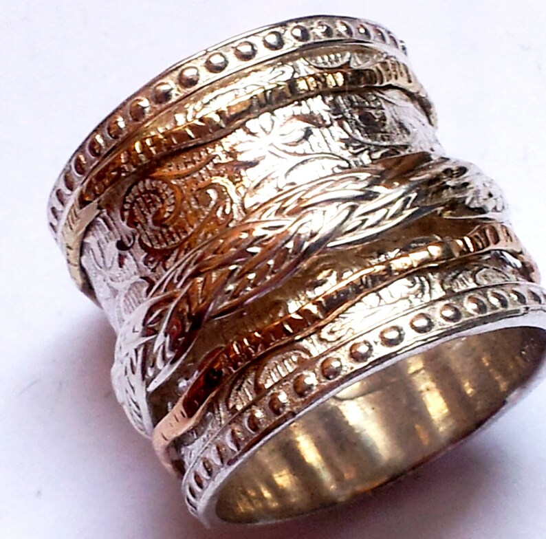 Spinner Ring Spinning Ring Silver and Gold Rings Silver | Etsy