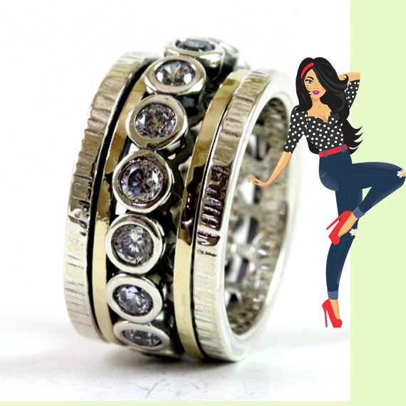 Elegant Spinner Ring for Woman Engagement Ring Schmuck for | Etsy