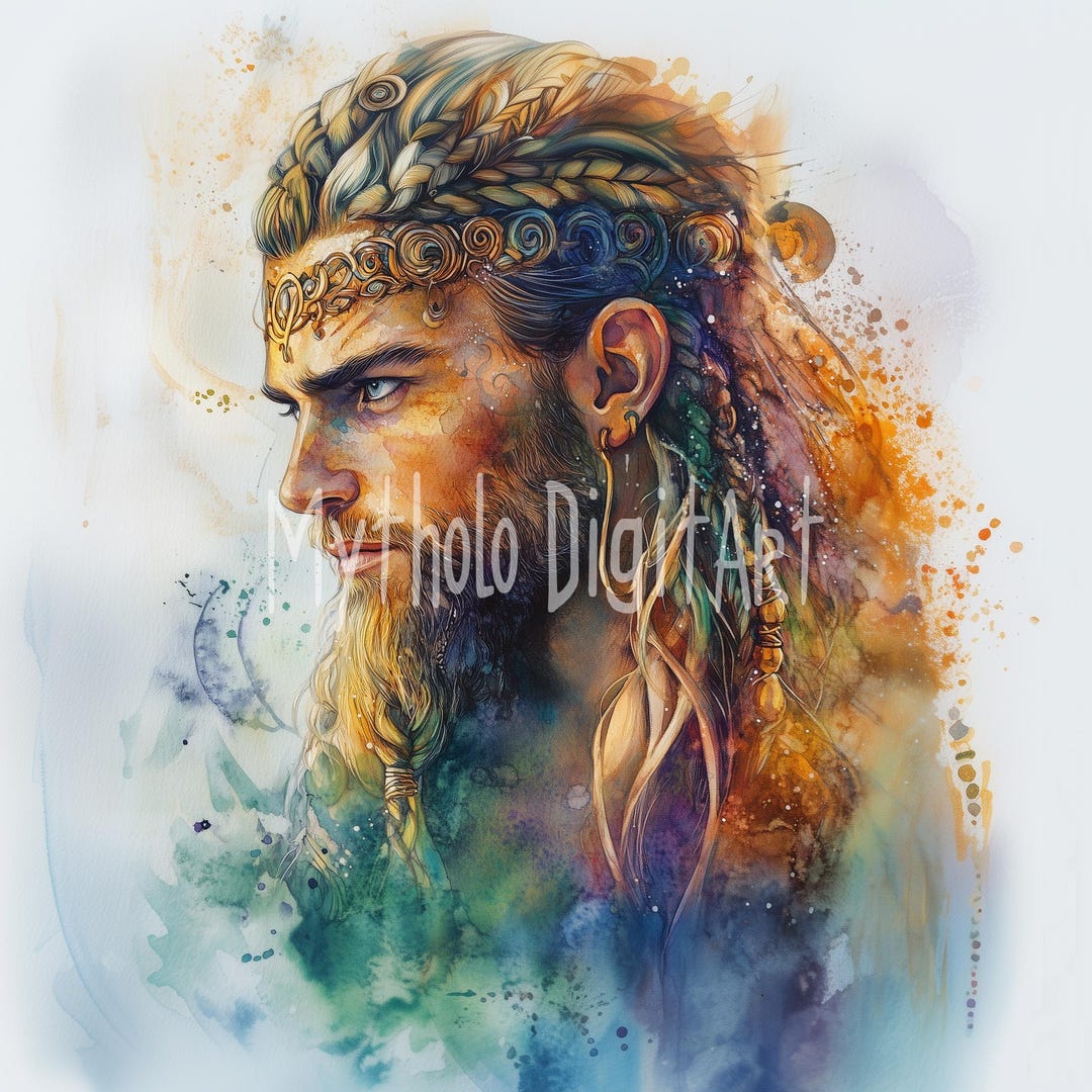 Freyr Mythological Painting Digital Watercolor Art Instant Print ...
