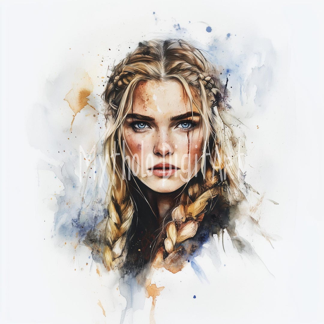 Freyja Mythological Painting Digital Watercolor Art Instant Print ...