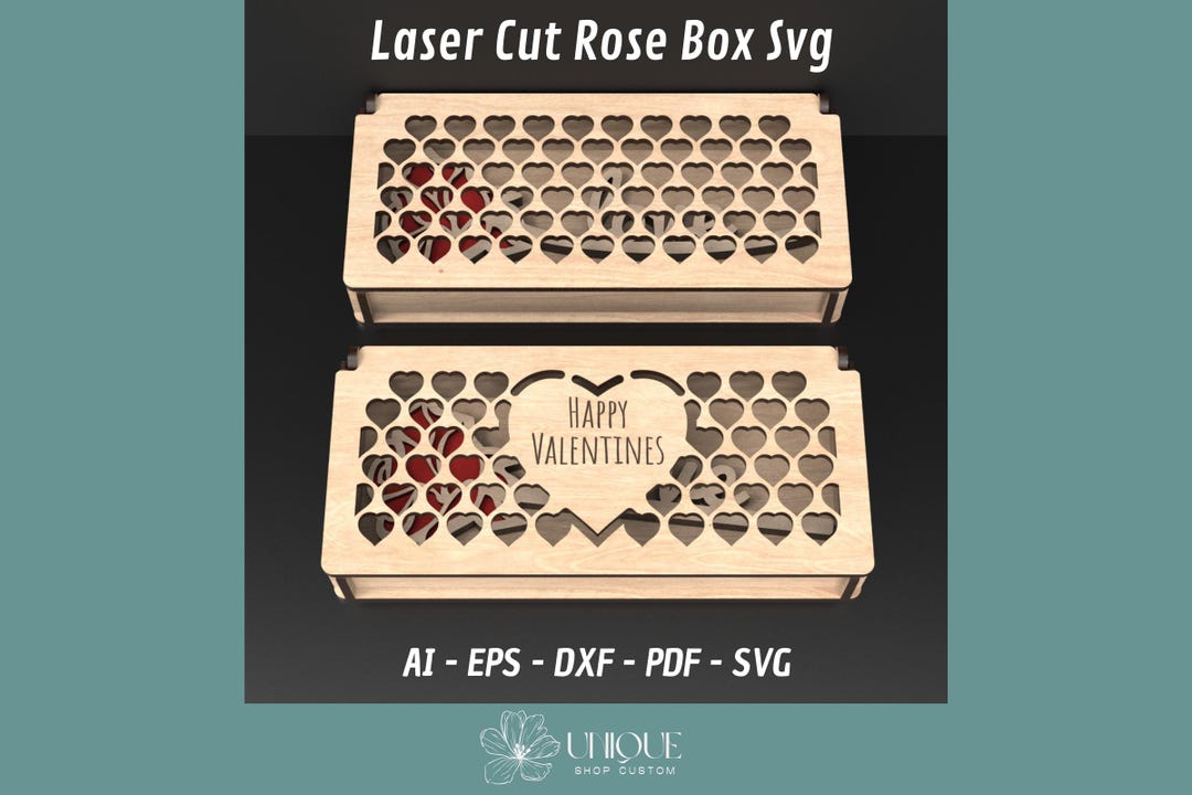 Laser Cut Rose Box SVG Design | Romantic Valentine’s Day DIY Gift ...