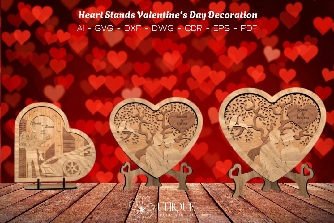 Heart Stands Valentine’s Day Laser Cut | Romantic DIY Decoration ...