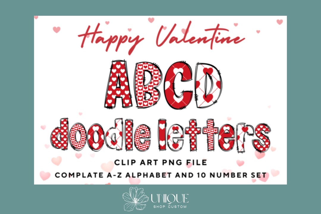 Valentine’s Day Doodle Alphabet SVG | Love Letters | DIY Holiday Crafts ...