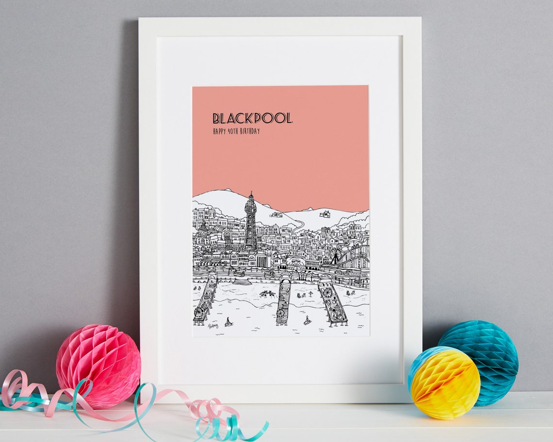 Personalised Blackpool Print Unique Art Custom Wedding - Etsy