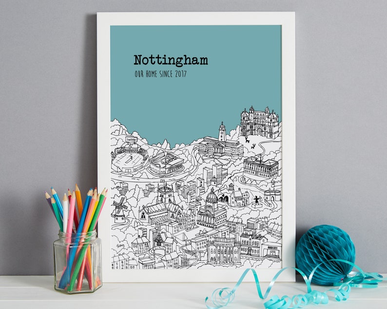 Personalised Nottingham Print | Unique Wedding Gift | First Anniversary ...