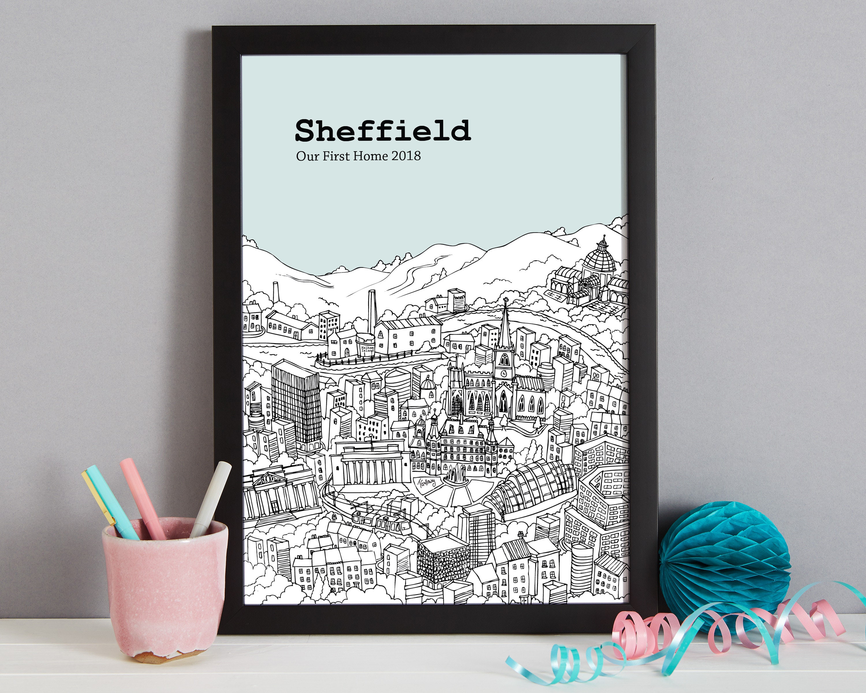 Personalised Sheffield Print | Unique Wedding Gift | Sheffield ...