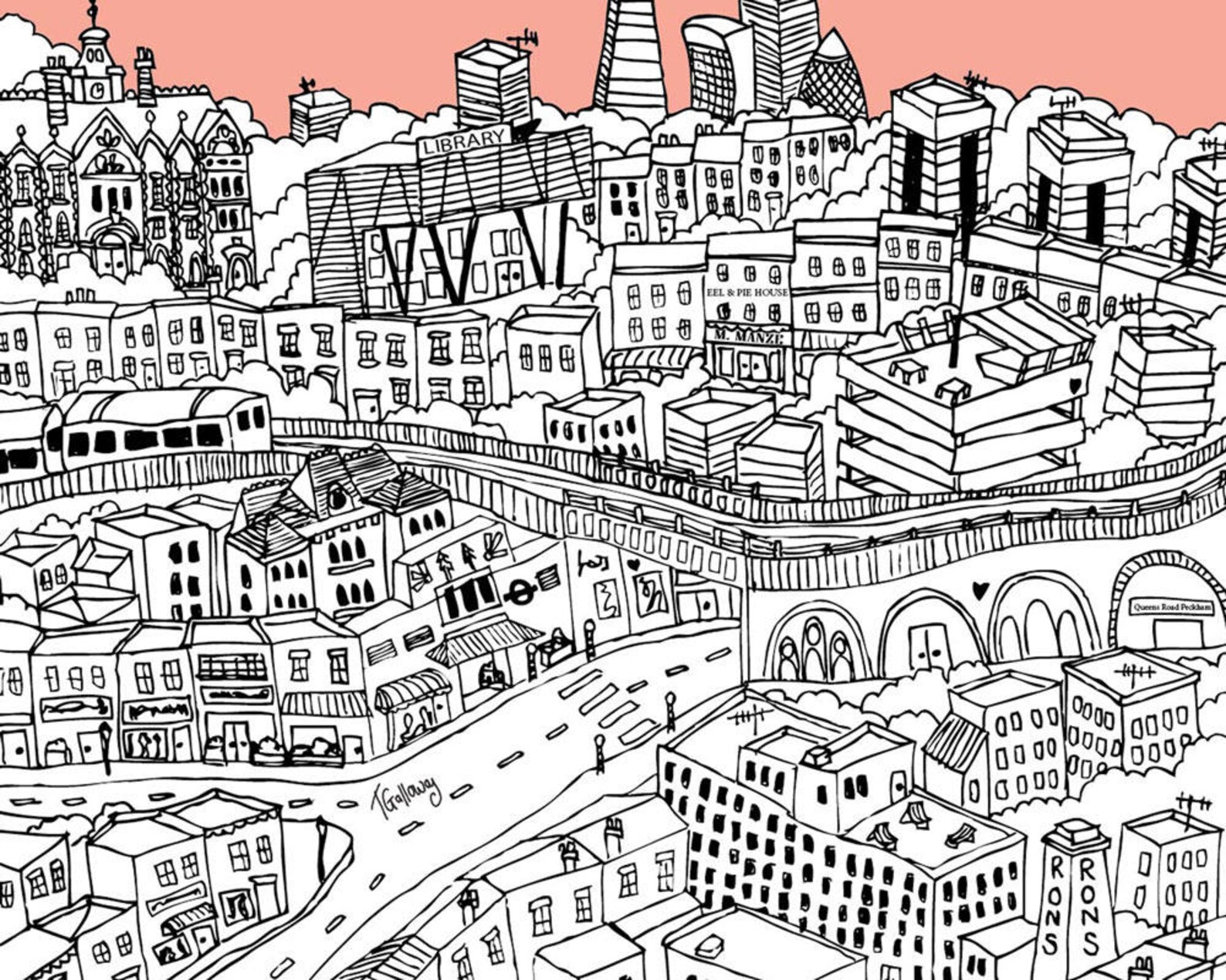 Personalised Peckham Print | Peckham Gift | First Anniversary Gift ...