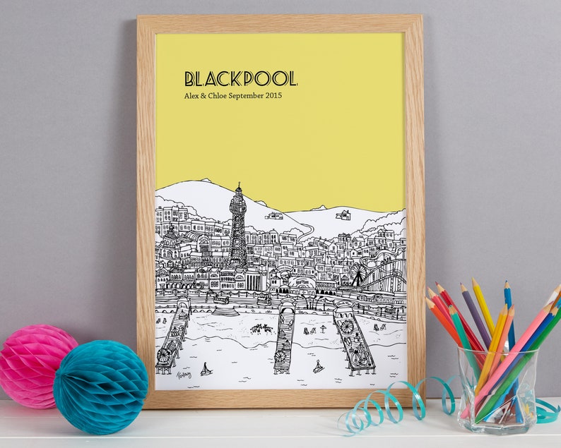 Personalised Blackpool Print Unique Art Custom Wedding - Etsy