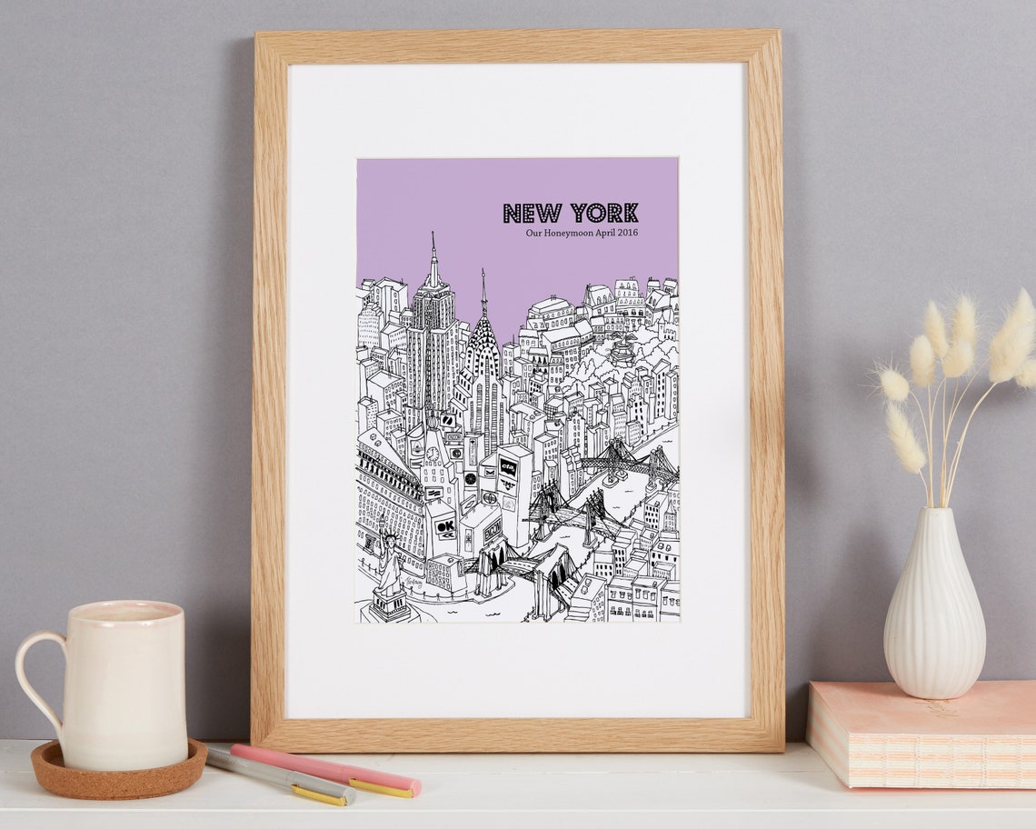Personalised New York Print First Anniversary Gift House | Etsy