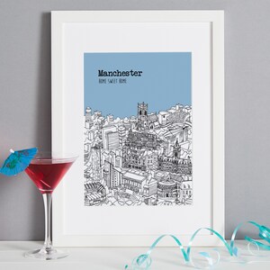 Personalised Manchester Print Manchester Gift First Anniversary Gift ...