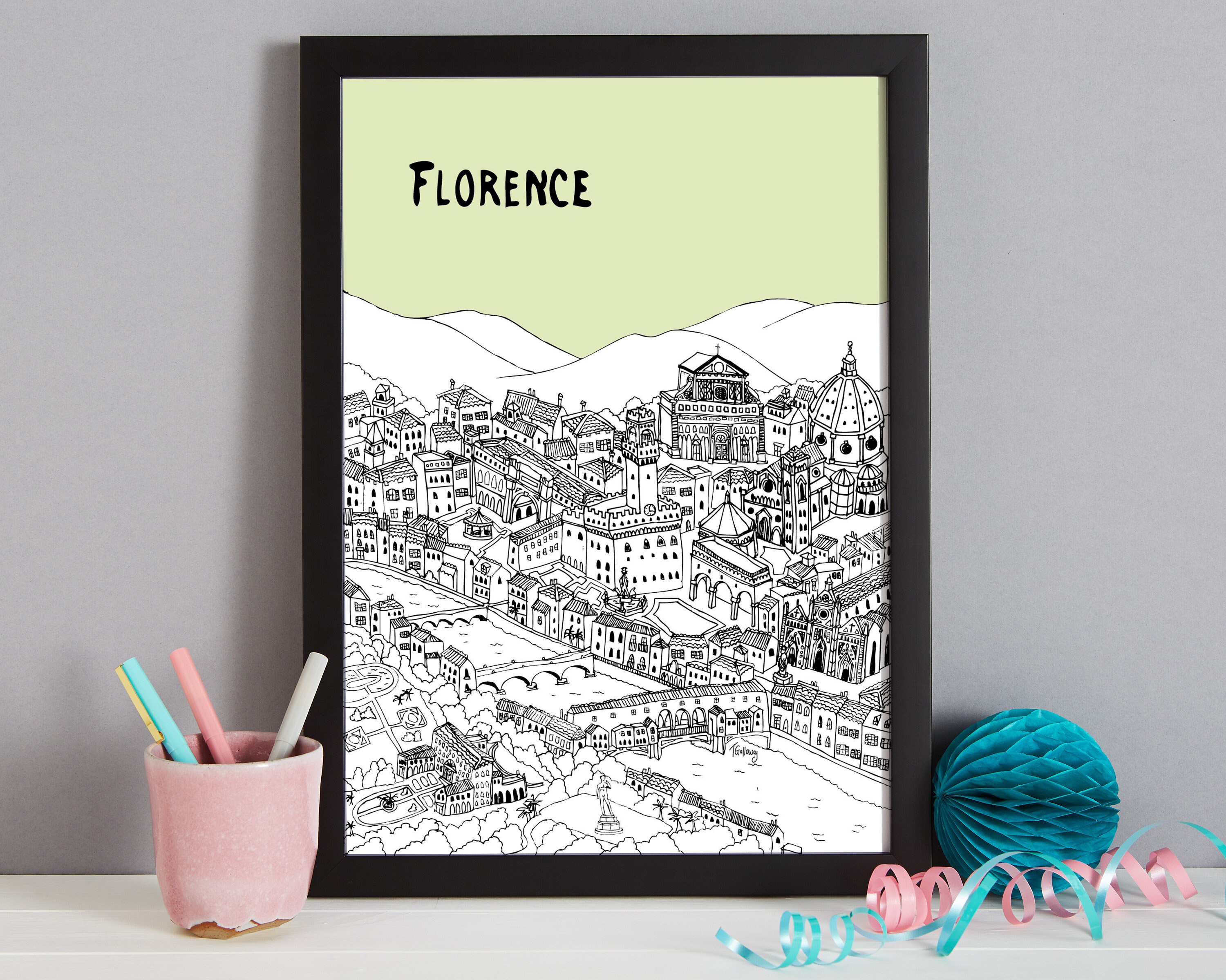 Personalised Florence Print Unique Engagement Gift Custom | Etsy