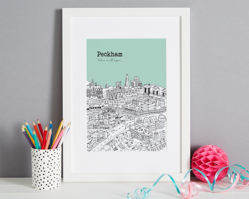 Personalised Peckham Print | Peckham Gift | First Anniversary Gift ...