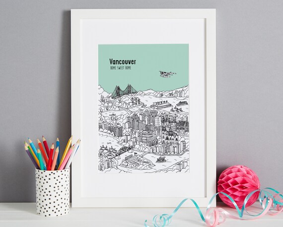 Personalised Vancouver Print First Anniversary Gift Custom | Etsy