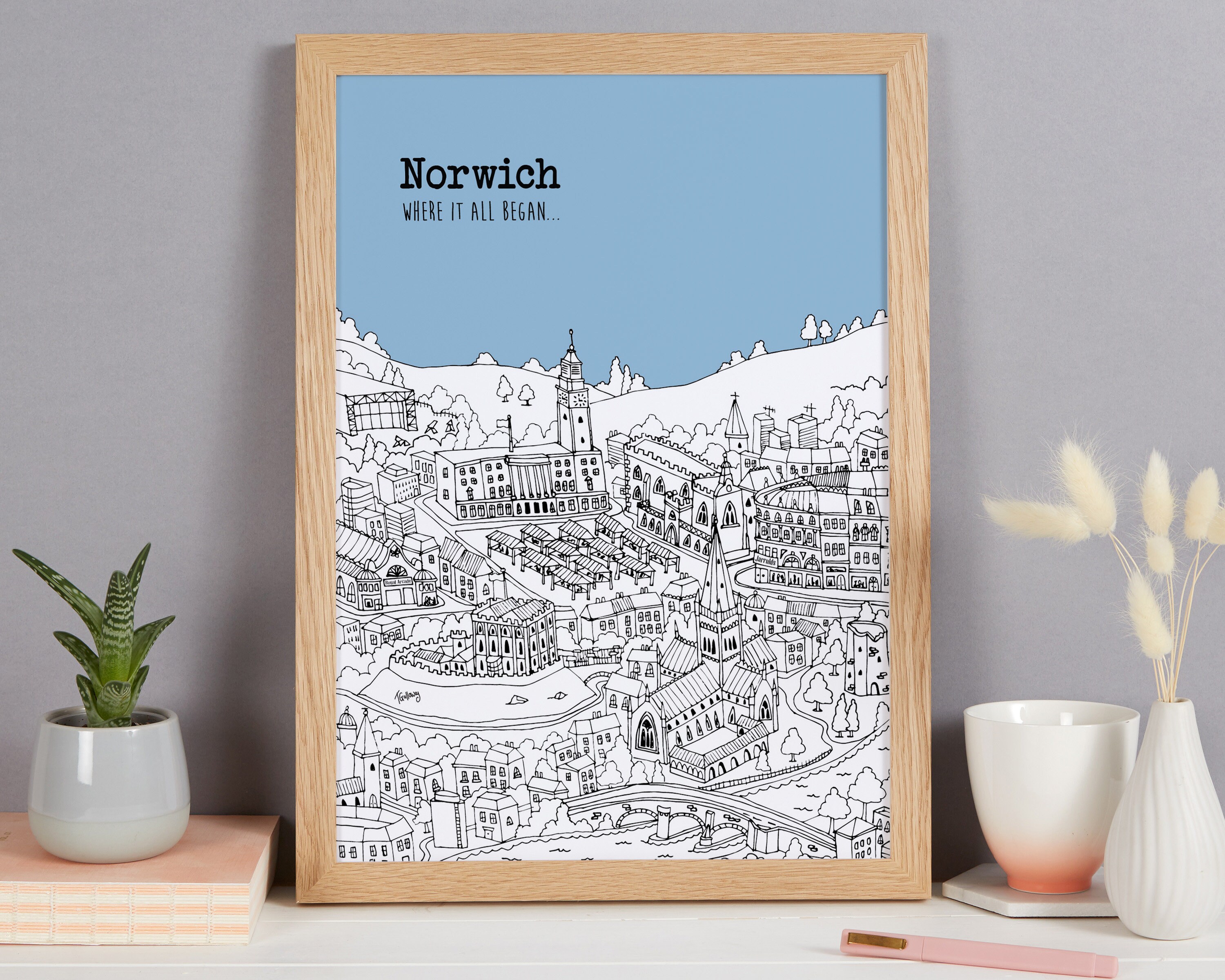 Personalised Norwich Print Unique Wedding Gift First | Etsy