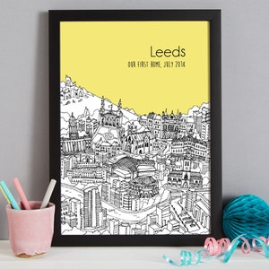 Personalised Leeds Print Unique Wedding Gift Leeds Illustration Leeds ...