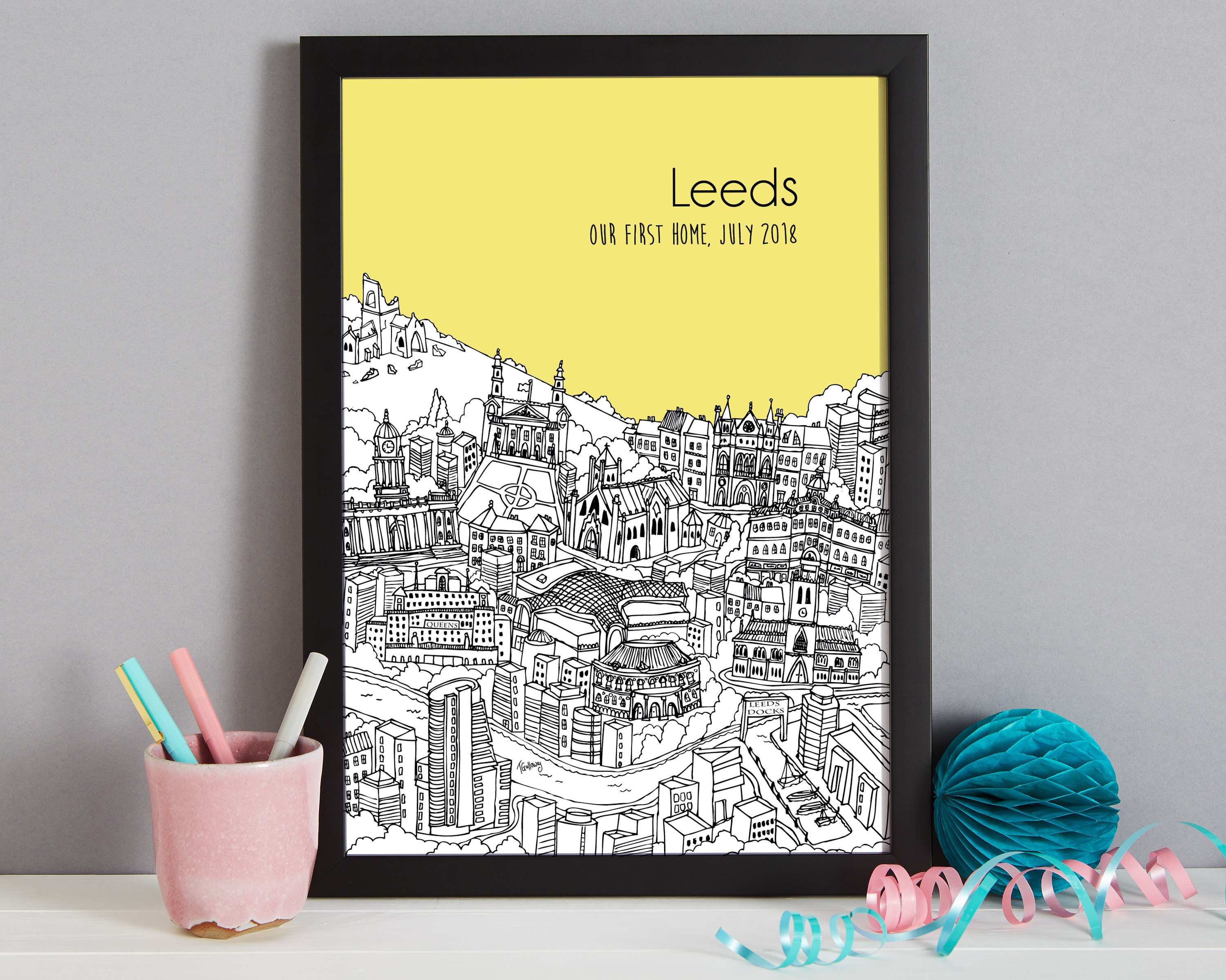 Personalised Leeds Print Unique Wedding Gift Leeds | Etsy