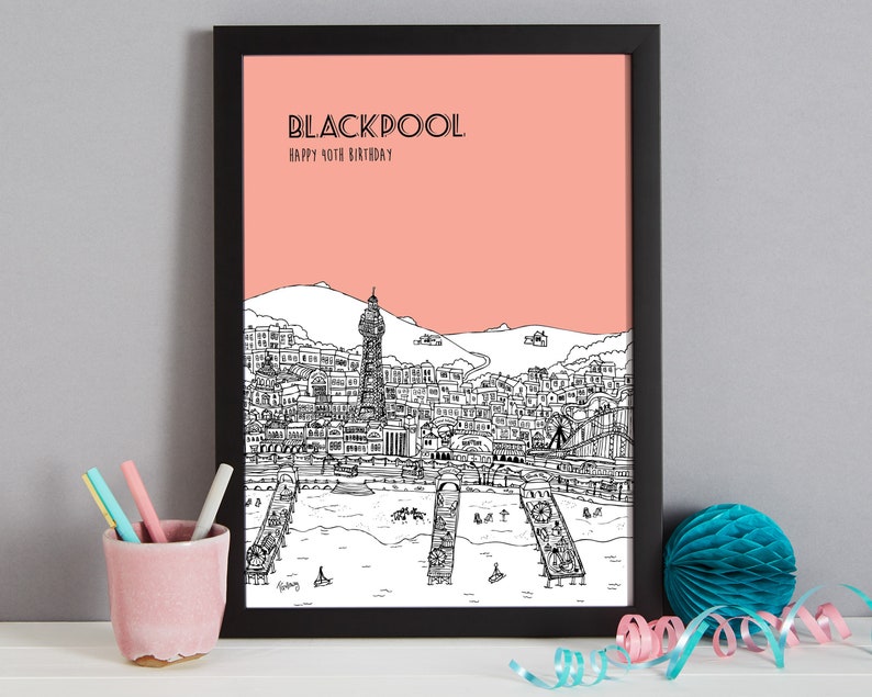 Personalised Blackpool Print | Unique Art | Custom Wedding Gift ...