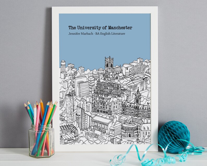 Personalised Manchester Graduation Print Manchester Uni | Etsy