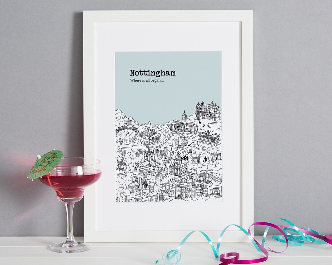 Personalised Nottingham Print | Unique Wedding Gift | First Anniversary ...