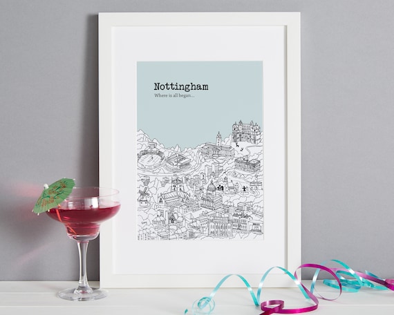 Personalised Nottingham Print Unique Wedding Gift First - Etsy UK