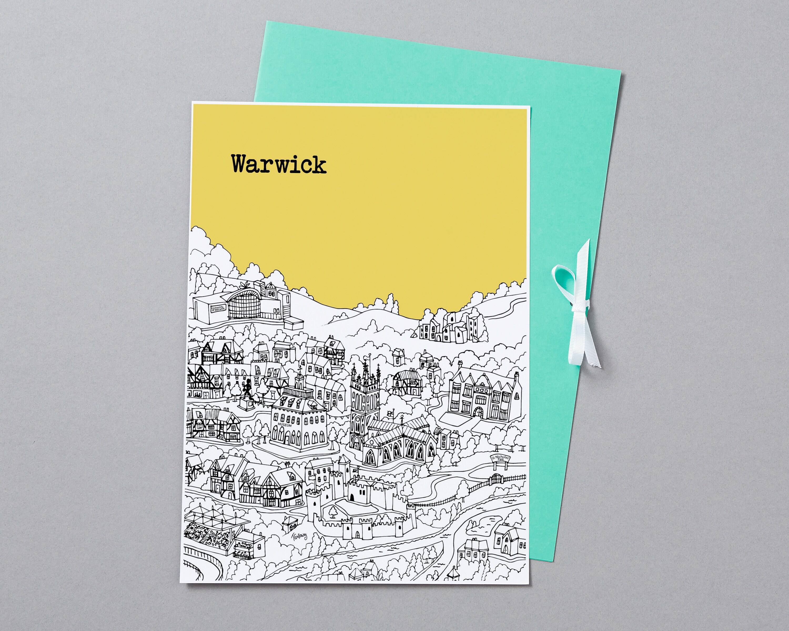 Personalised Warwick Print | Unique Wedding Gift | Warwick Illustration ...