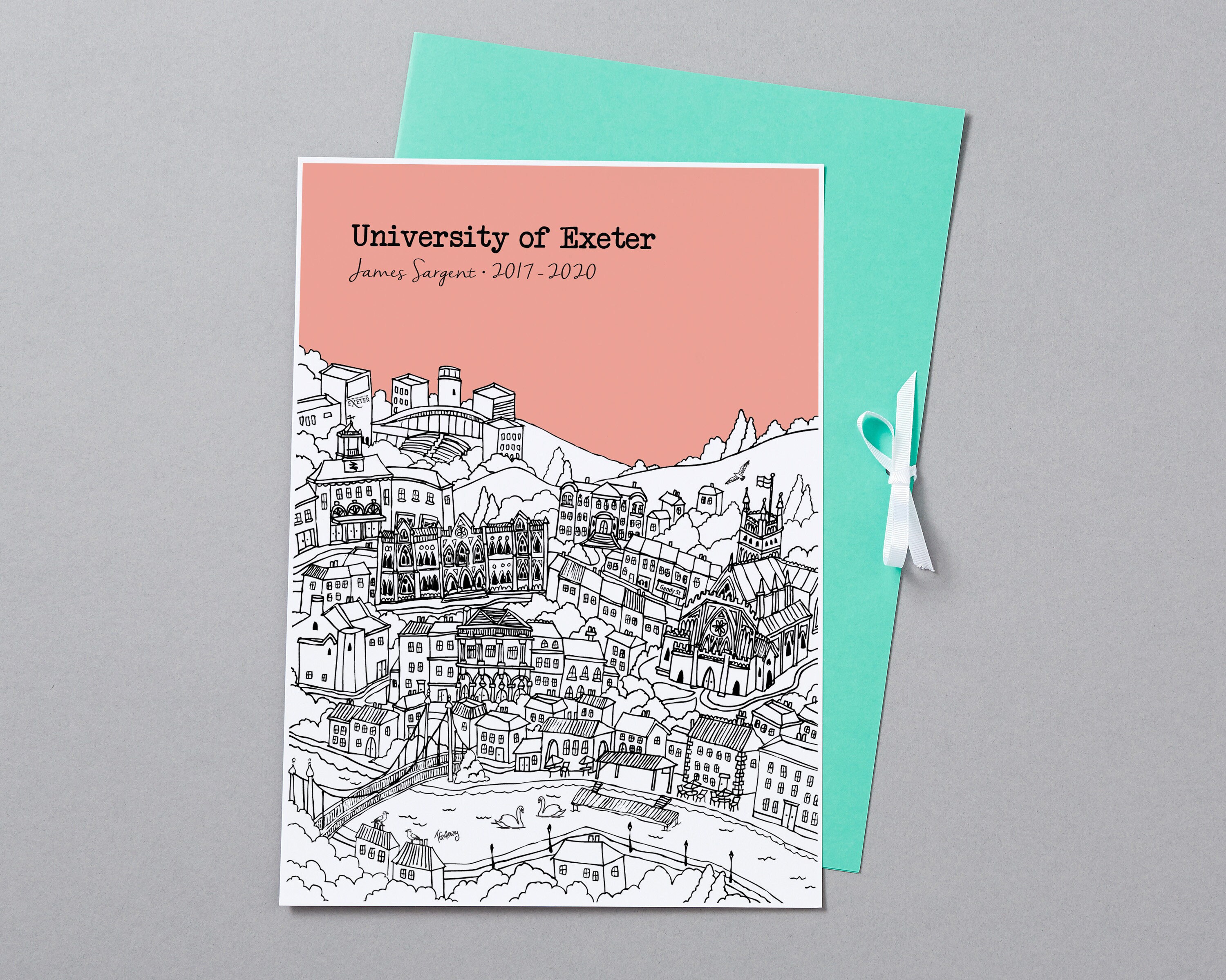 Personalised Exeter Graduation Gift Print | Exeter Graduation Gift ...