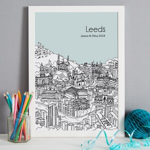 Personalised Leeds Print Unique Wedding Gift Leeds Illustration Leeds ...