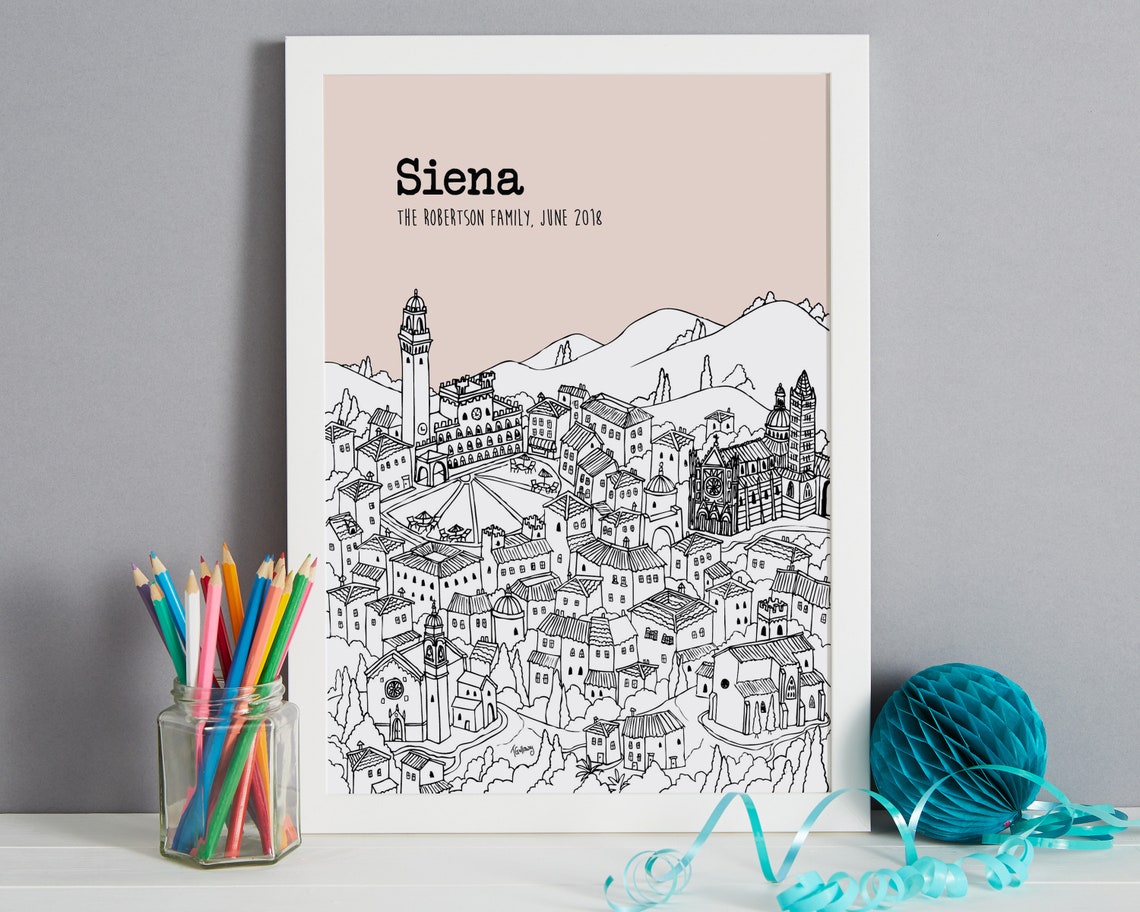 Personalised Siena Print Unique Wedding Gift First | Etsy