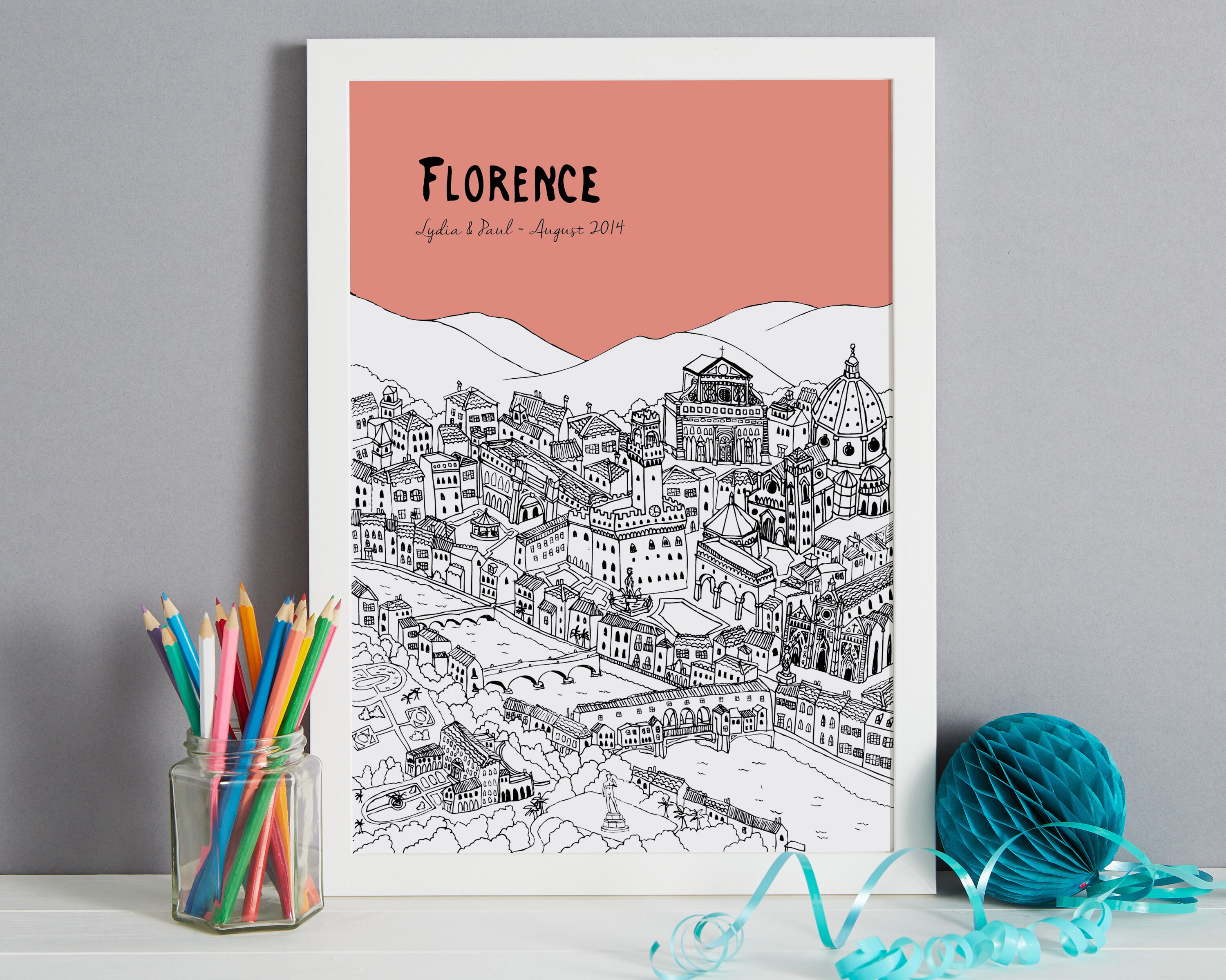 Personalised Florence Print Unique Engagement Gift Custom | Etsy
