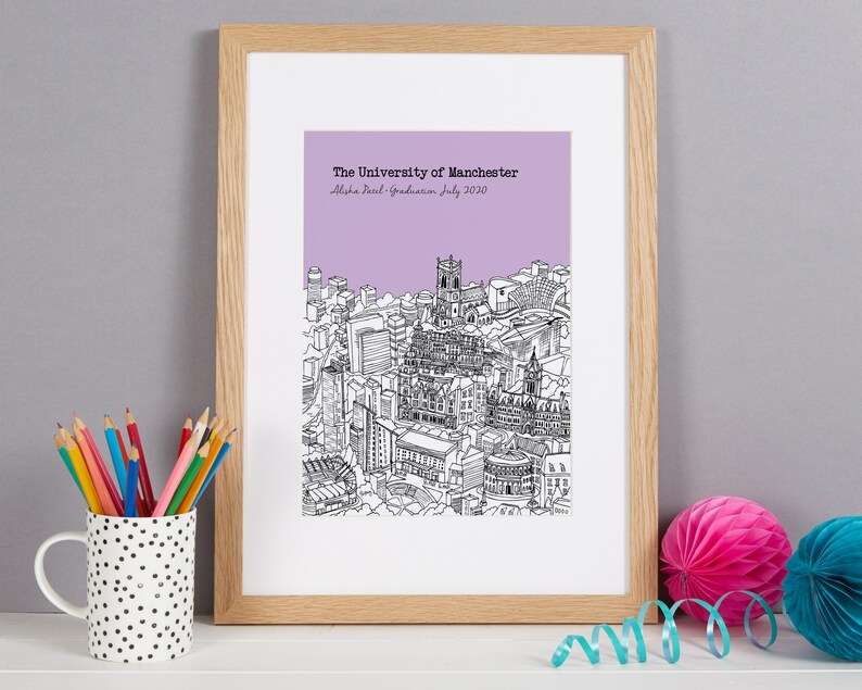 Personalised Manchester Graduation Print Manchester Uni | Etsy