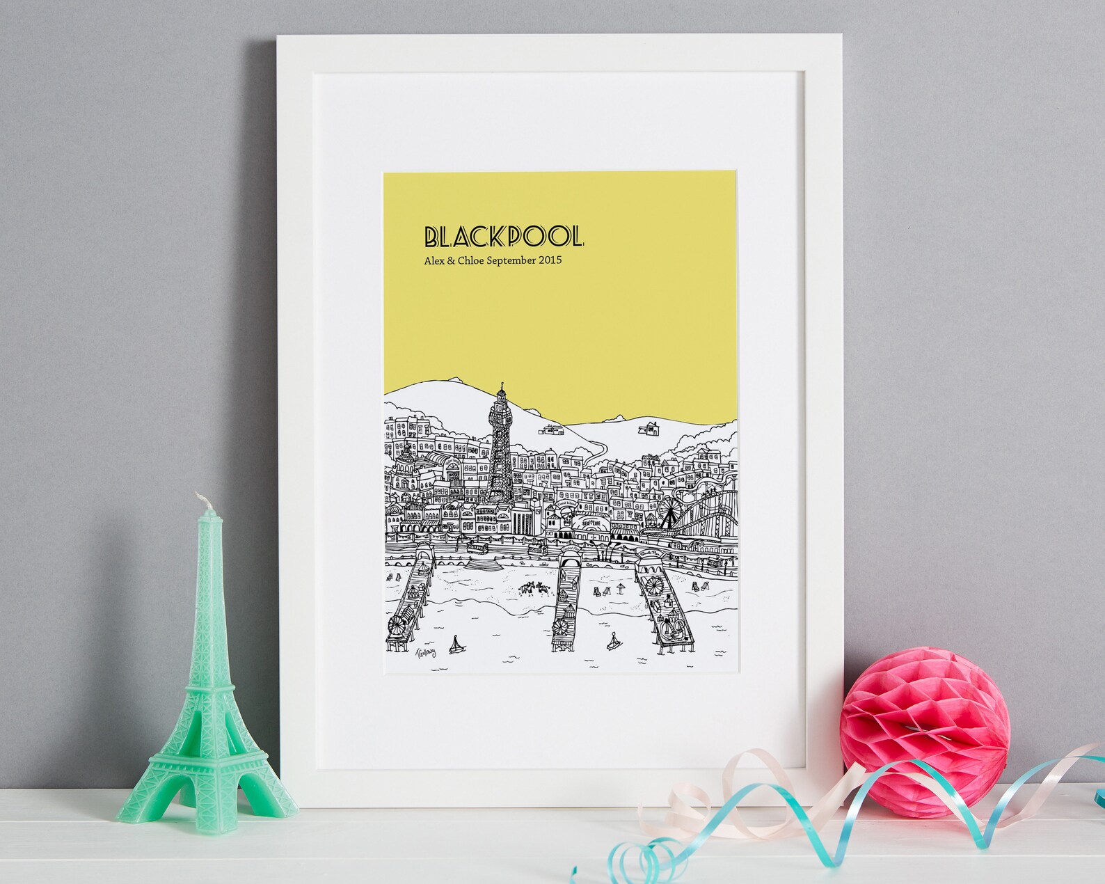 Personalised Blackpool Print Unique Art Custom Wedding - Etsy