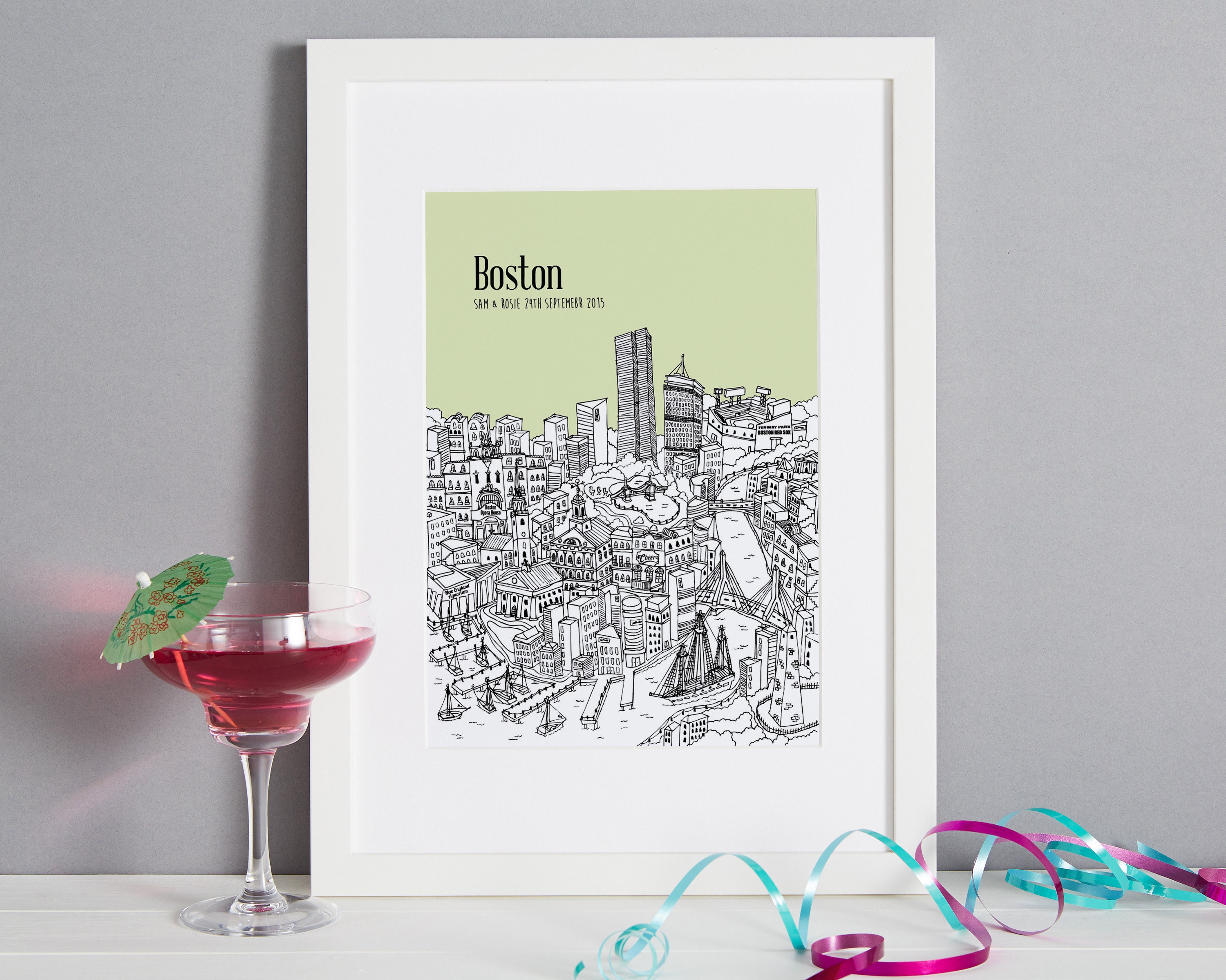 Personalised Boston Print Unique Wedding Gift Boston | Etsy