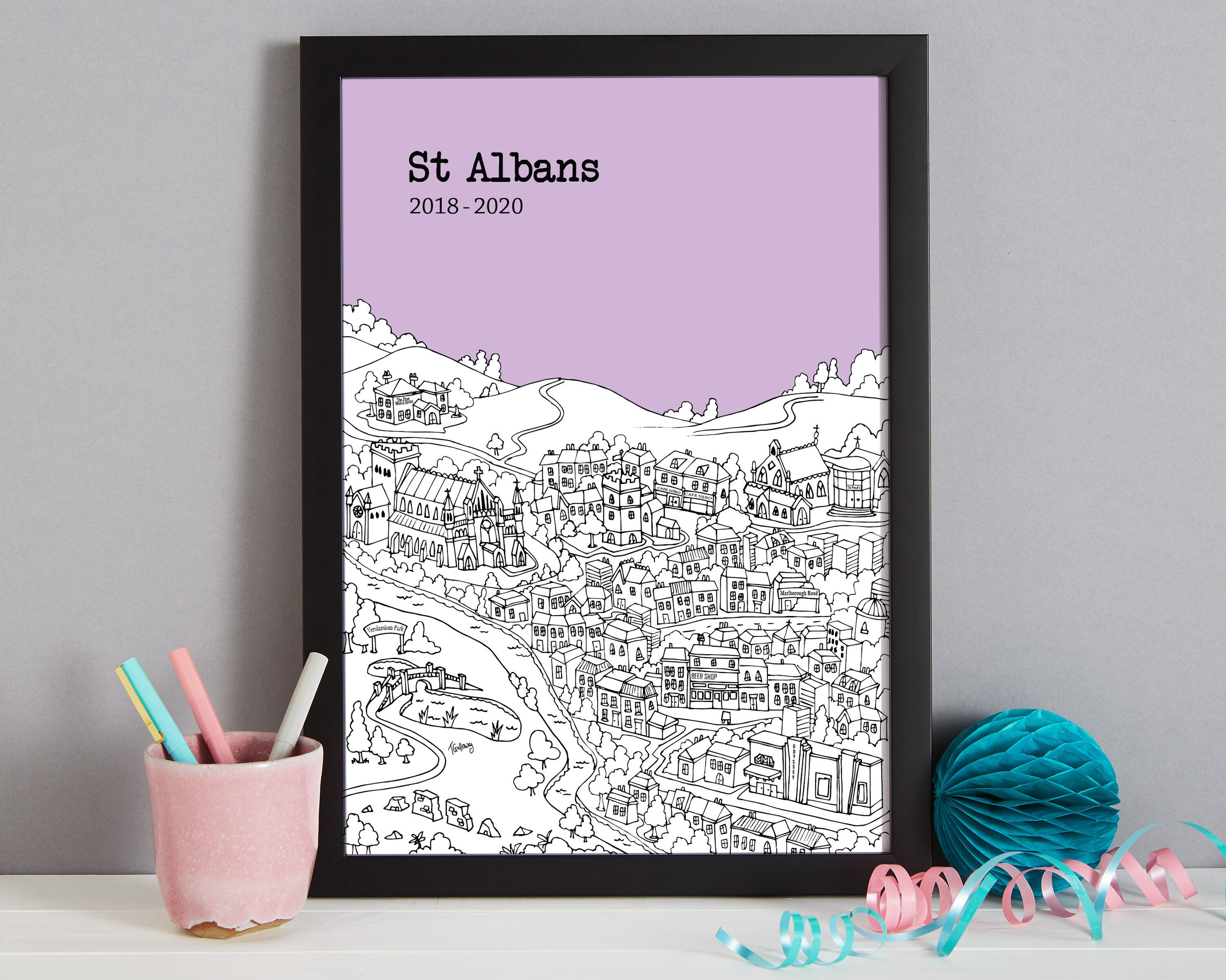Personalised St Albans Print | Unique Wedding Gift | St Albans ...