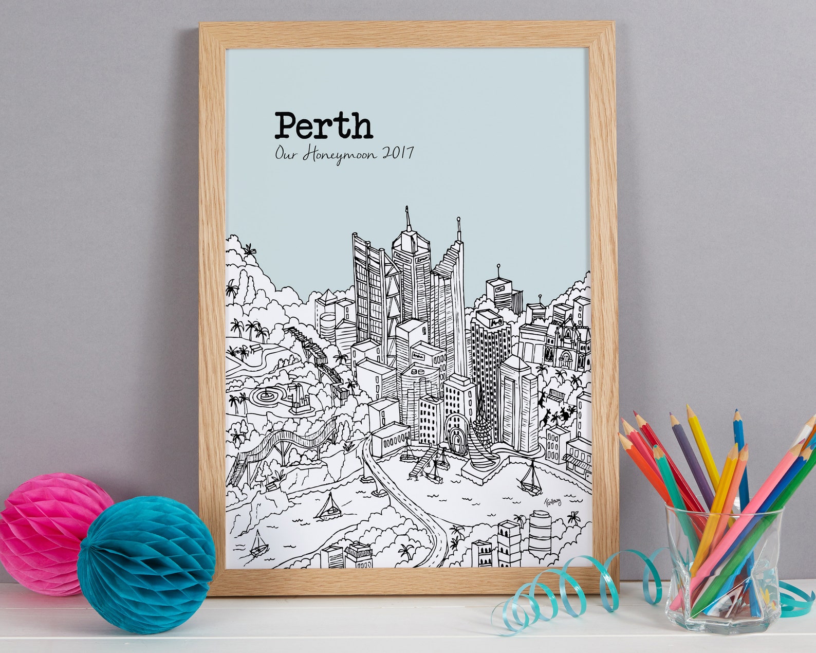 Personalised Perth Print Unique Wedding Gift First | Etsy