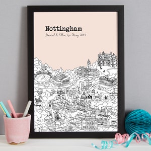 Personalised Nottingham Print | Unique Wedding Gift | First Anniversary ...