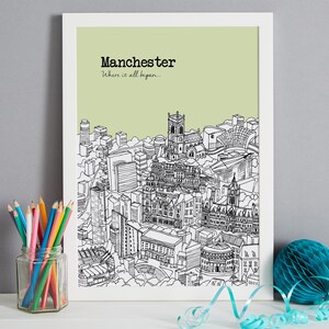 Personalised Manchester Print | Manchester Gift | First Anniversary ...