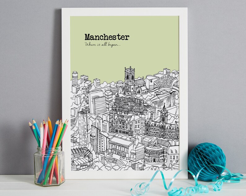 Personalised Manchester Print Manchester Gift First | Etsy