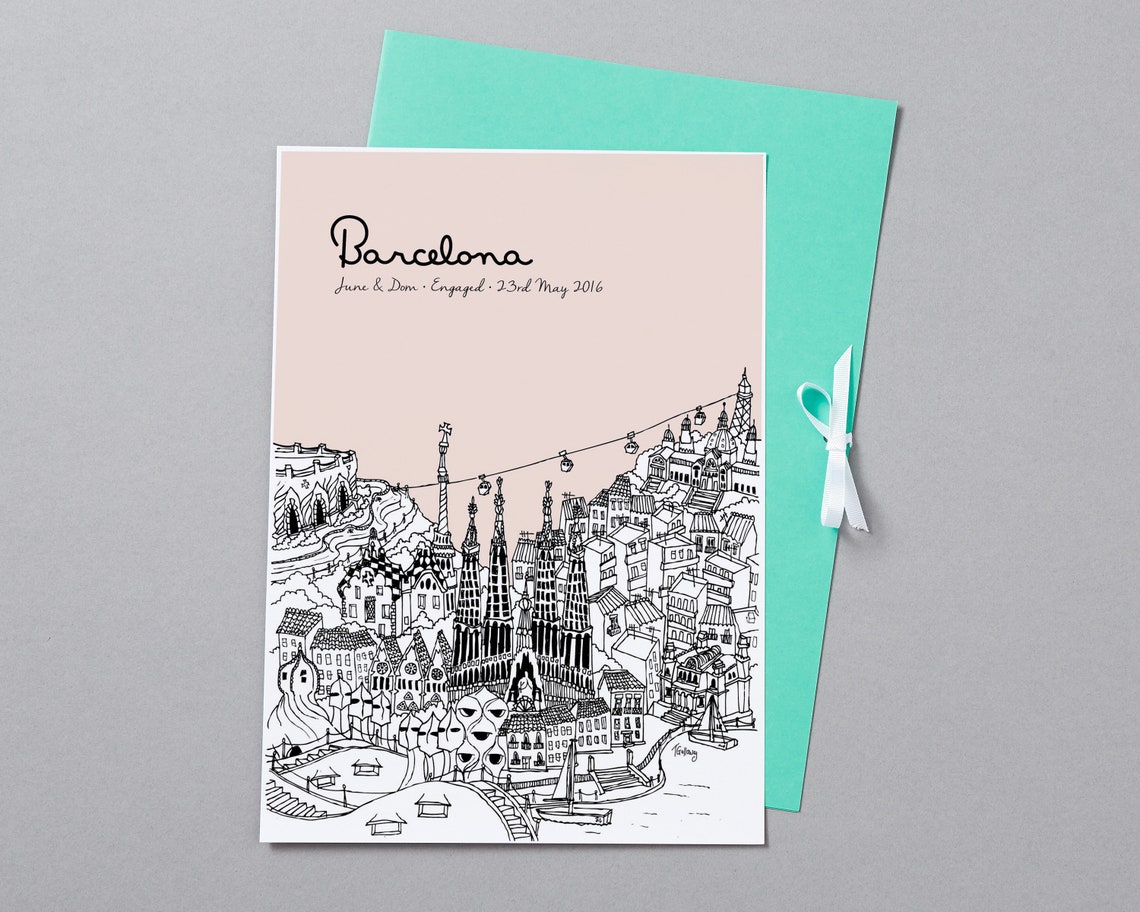 Personalised Barcelona Print Unique Wedding Gift Barcelona - Etsy