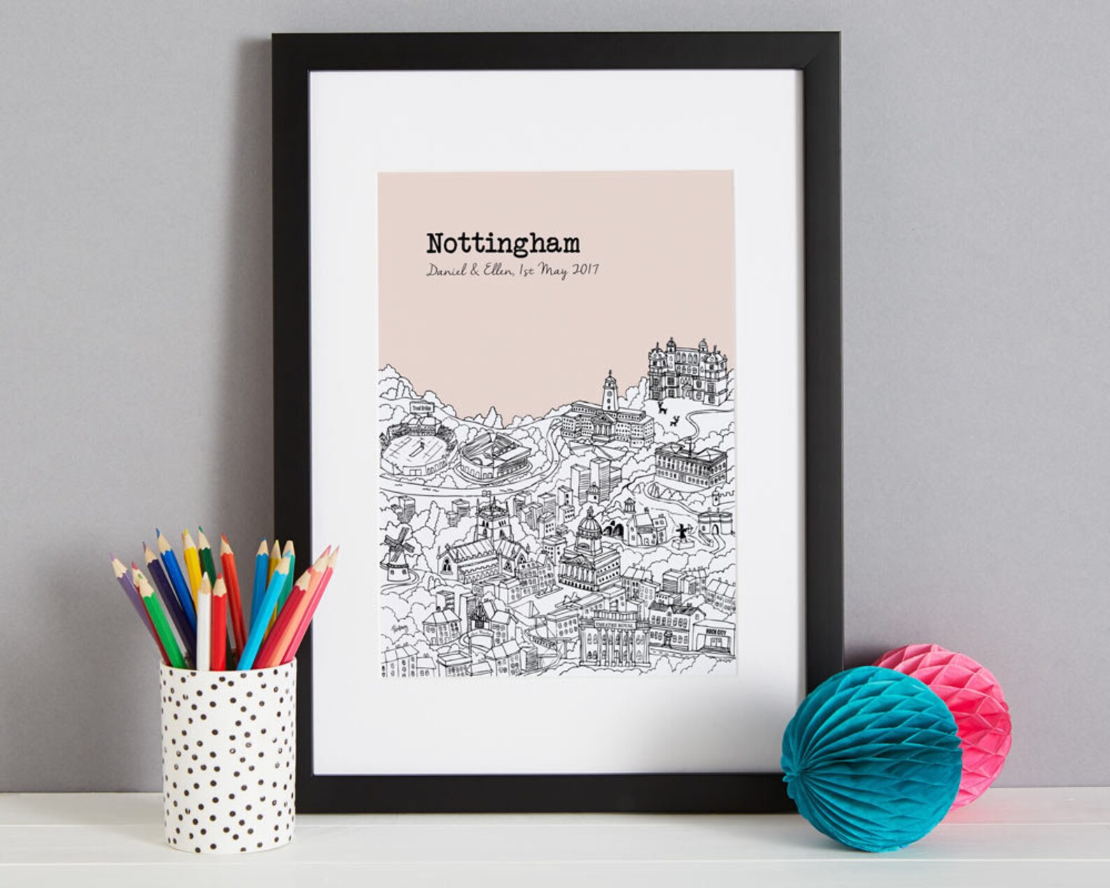Personalised Nottingham Print | Unique Wedding Gift | First Anniversary ...