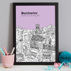 Personalised Manchester Print Manchester Gift First Anniversary Gift ...