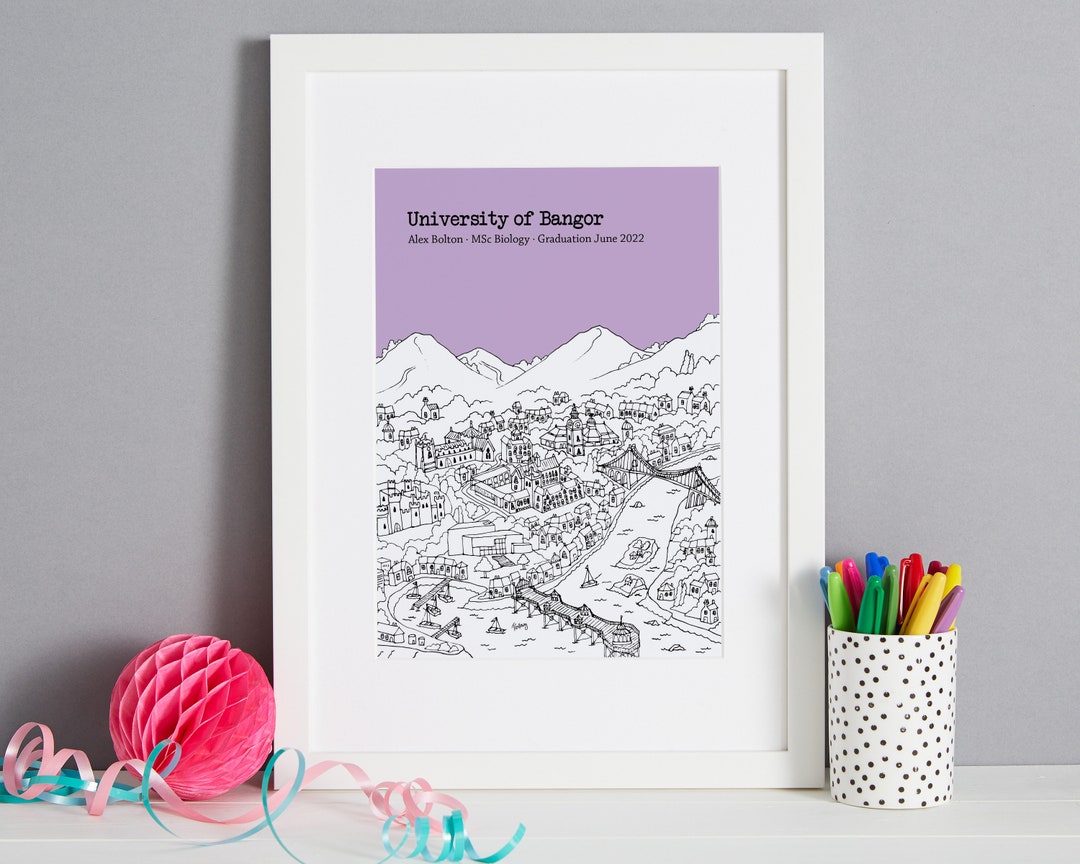 Personalised Bangor Graduation Gift Print | Bangor Graduation Gift ...