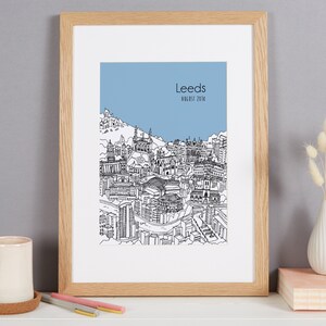 Personalised Leeds Print Unique Wedding Gift Leeds Illustration Leeds ...