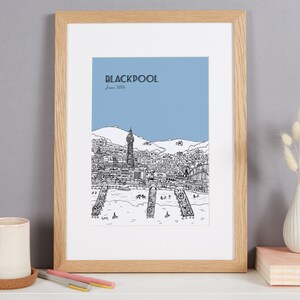 Personalised Blackpool Print Unique Art Custom Wedding Gift Special ...