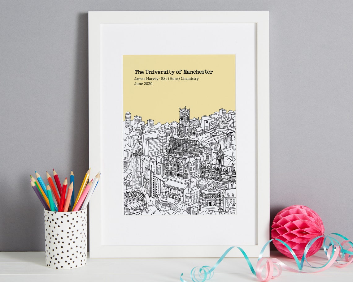 Personalised Manchester Graduation Print Manchester Uni | Etsy